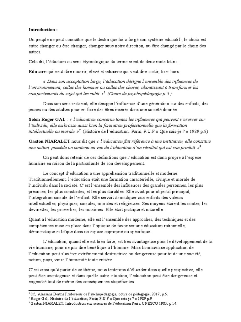 Introduction TD Pedagogie DEMS | PDF | Moralité | Pédagogie