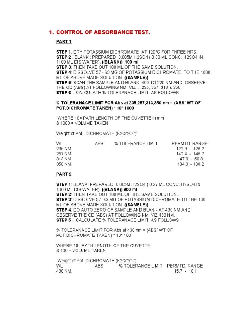 Calibration Procedure For UV | PDF | Optics | Chemistry