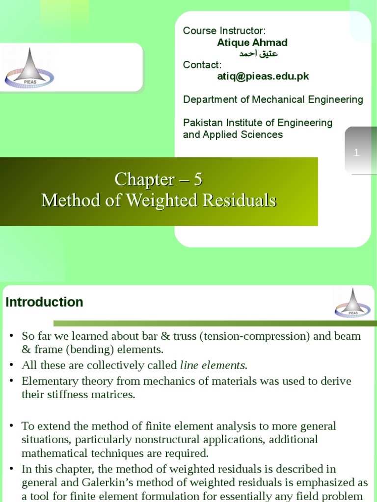 Ch5 Method of Weighted Residuals | PDF | Finite Element Method ...