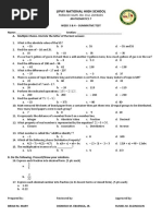 MATHEMATICS EXAM GRADE 9 multiple choice | PDF