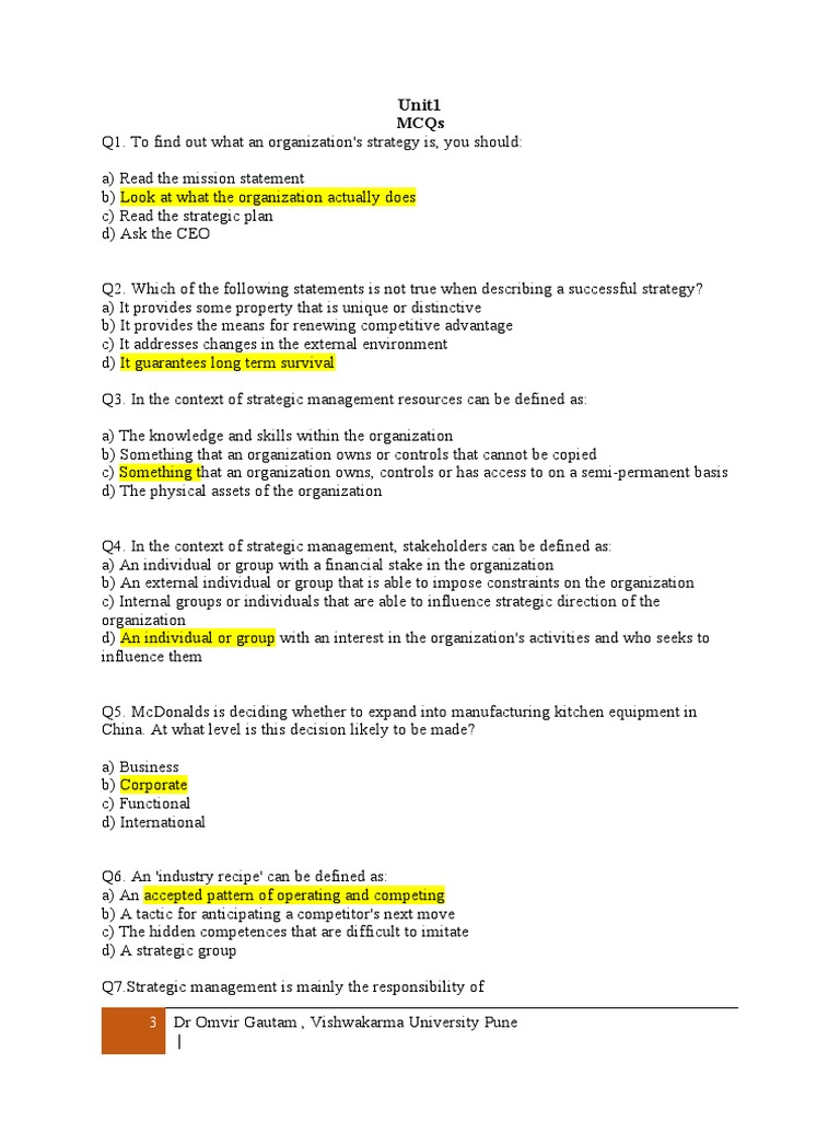 MCQ CS | PDF | Strategic Management | Corporate Social Responsibility