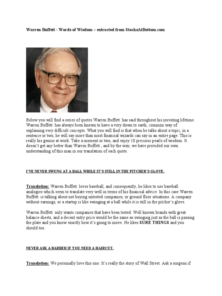 Warren Buffett | PDF | Investing | Pitcher