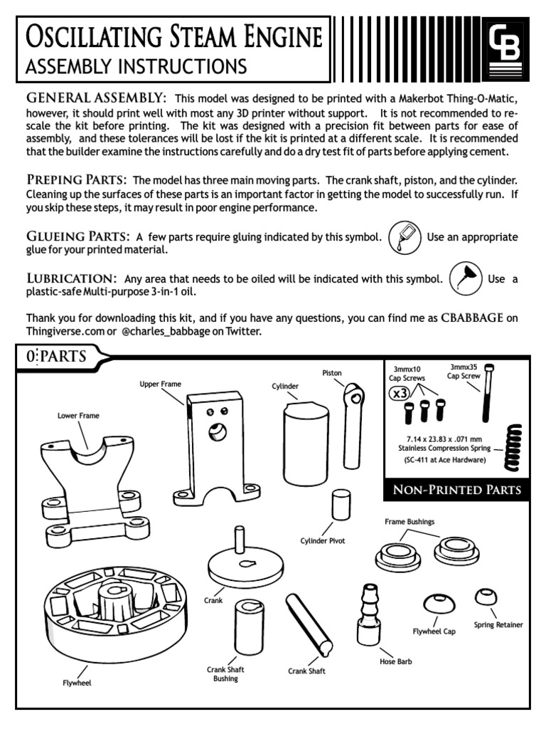 Oscillating Steam Engine Assembly Guide | PDF | Piston | Cylinder (Engine)