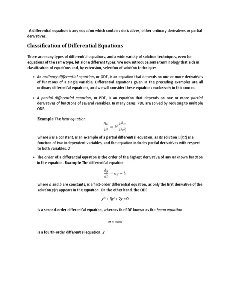 Classification of Differential Equations | PDF | Differential Equations ...
