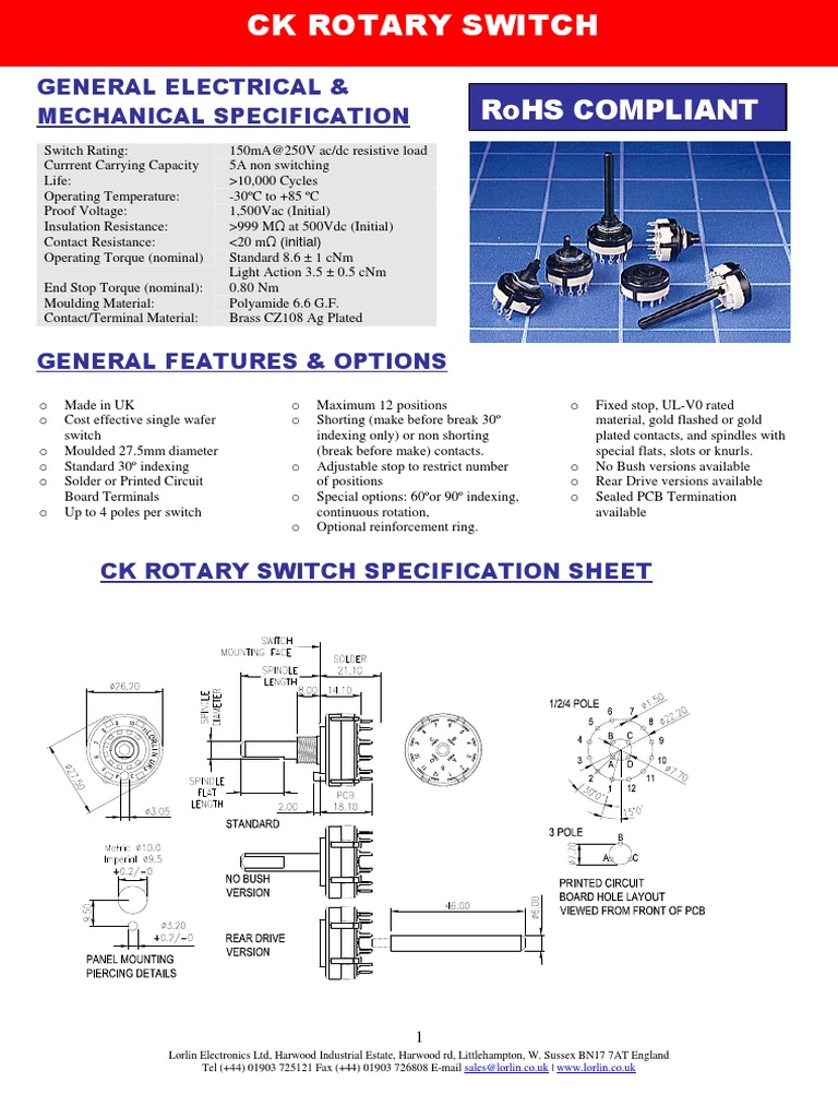 Rotary Switch PDF | PDF | Switch | Printed Circuit Board