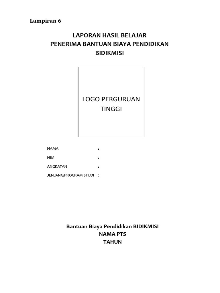 Lampiran 6 - Format Lap Hasil Belajar Bidikmisi | PDF