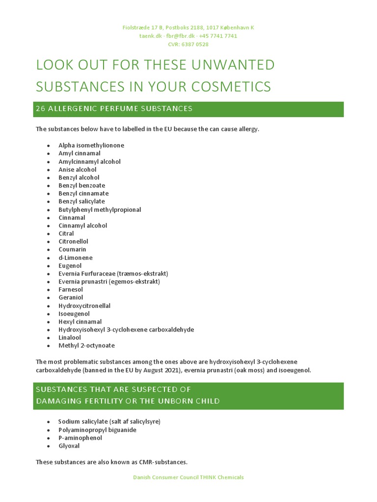 Harmful Substances in Cosmetics | PDF | Functional Group | Organic ...