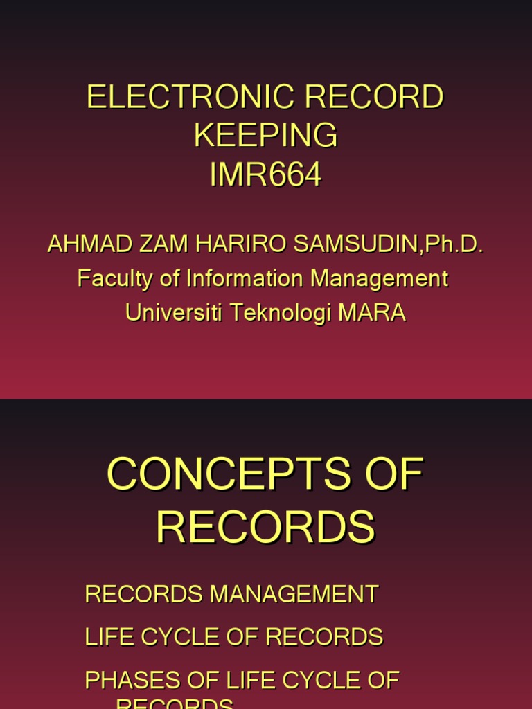 Electronic Record Keeping IMR664 | PDF | Records Management | Document