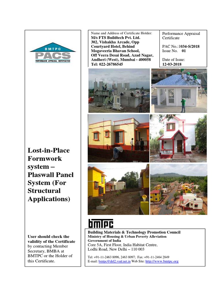 Lost-in-Place Formwork System - Plaswall Panel System (For Structural ...