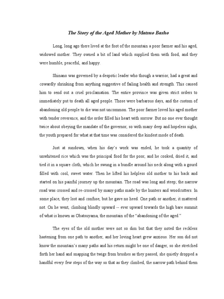 The Story of The Aged Mother by Matsuo Basho | PDF
