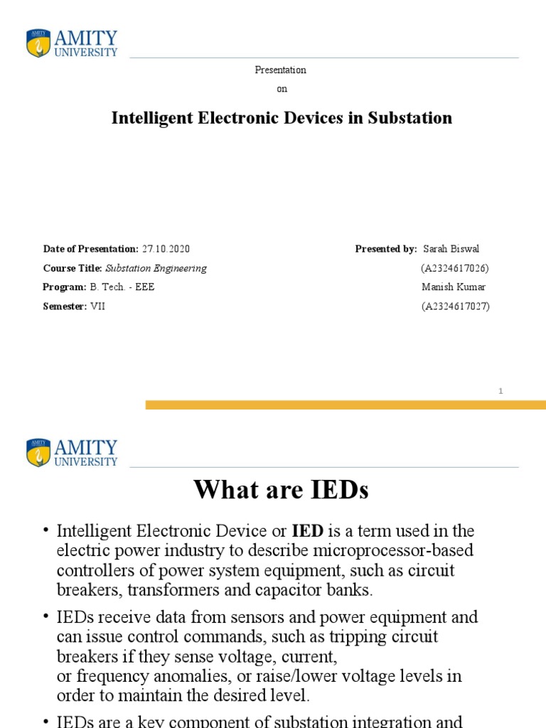 Intelligent Electronic Devices in Substations | PDF | Electrical ...