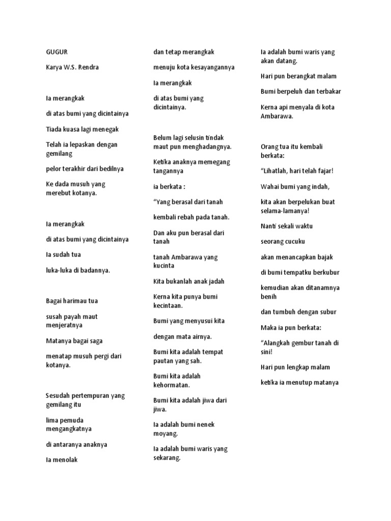 Puisi GUGUR Karya WS Rendra | PDF