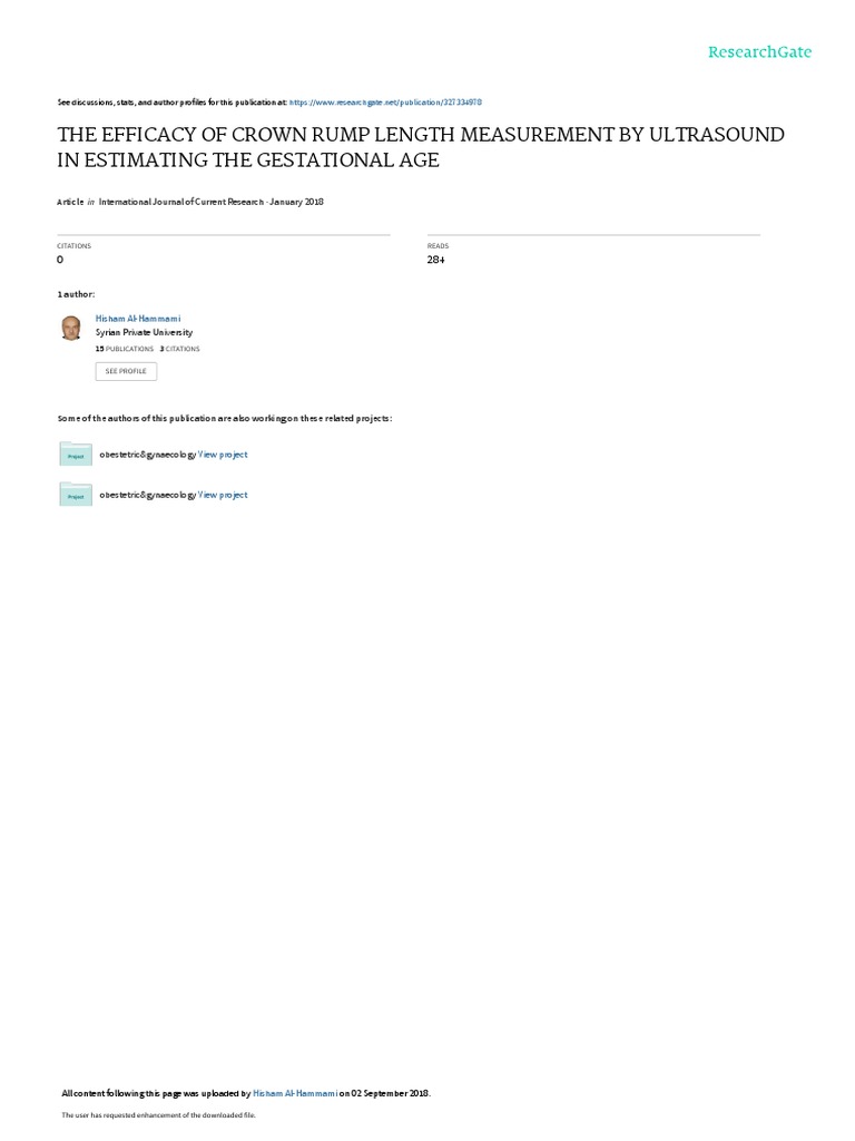 The Efficacy of Crown Rump Length Measurement by Ultrasound in ...