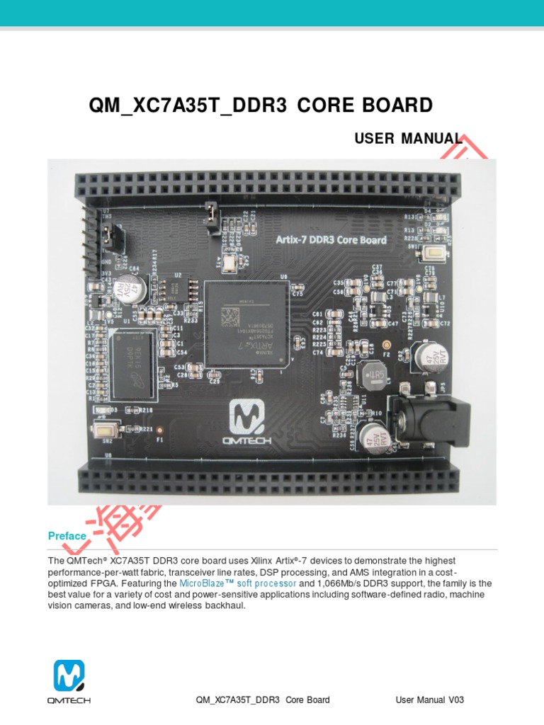 QM - Xc7A35T - Ddr3 Core Board: User Manual | PDF | Field Programmable ...