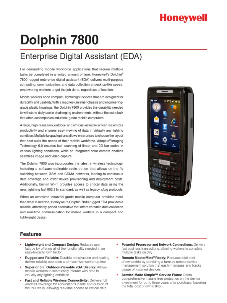 Dolphin 7800: Enterprise Digital Assistant (EDA) | PDF | Mobile ...