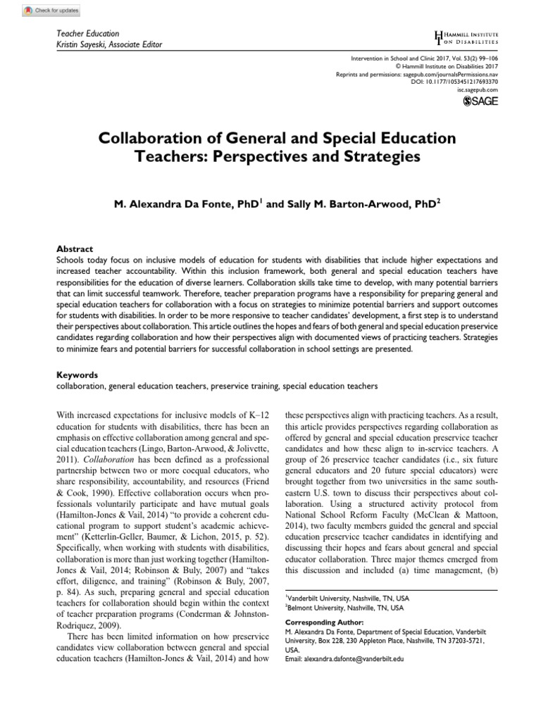 Collaboration of General and Special Education | PDF | Special ...