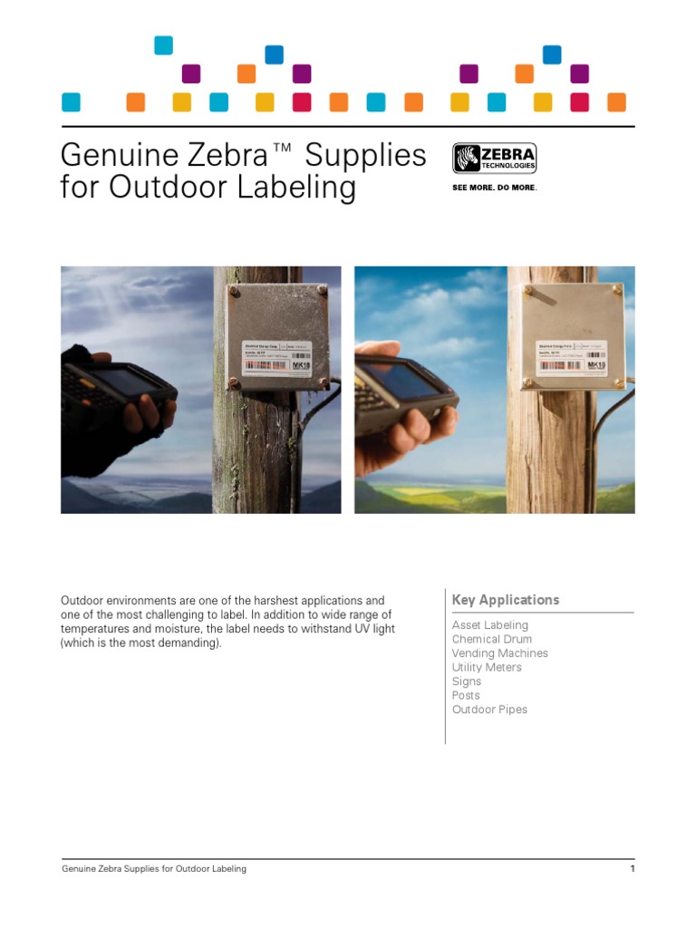 Genuine Zebra™ Supplies For Outdoor Labeling: Key Applications | PDF ...