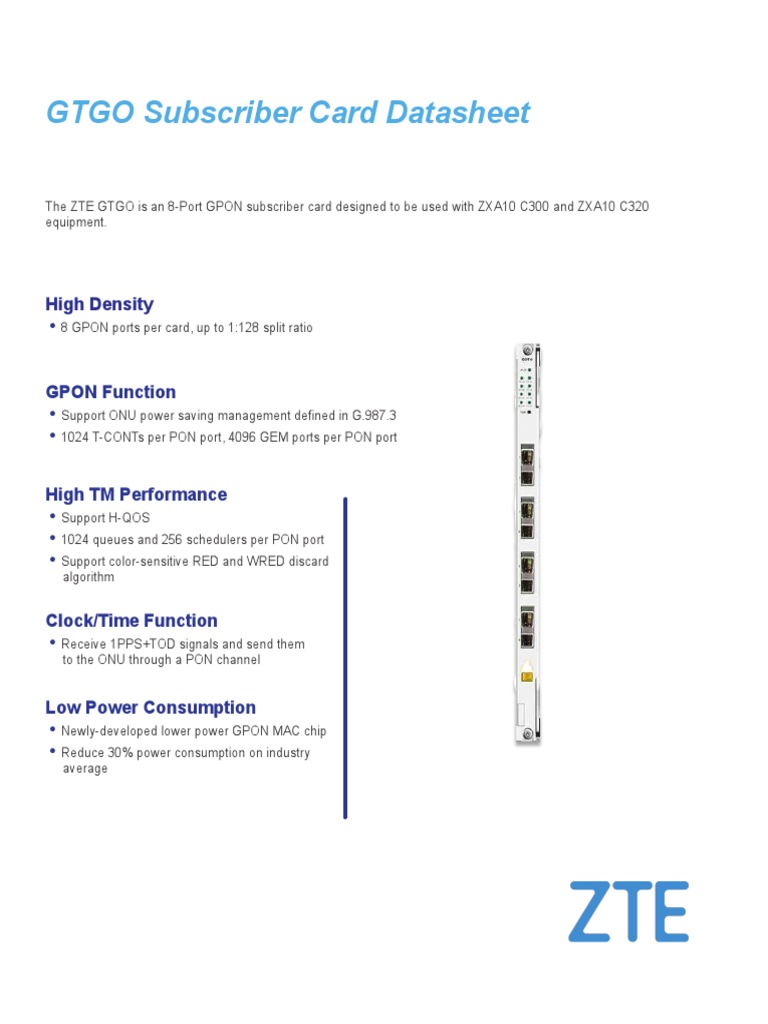 GTGO Subscriber Card Datasheet: High Density | PDF