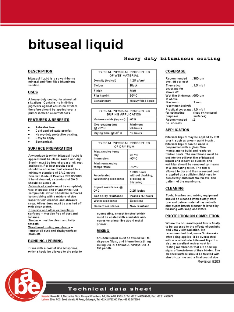 Bituseal Liquid: Heavy Duty Bituminous Coating | PDF | Liquids | Corrosion