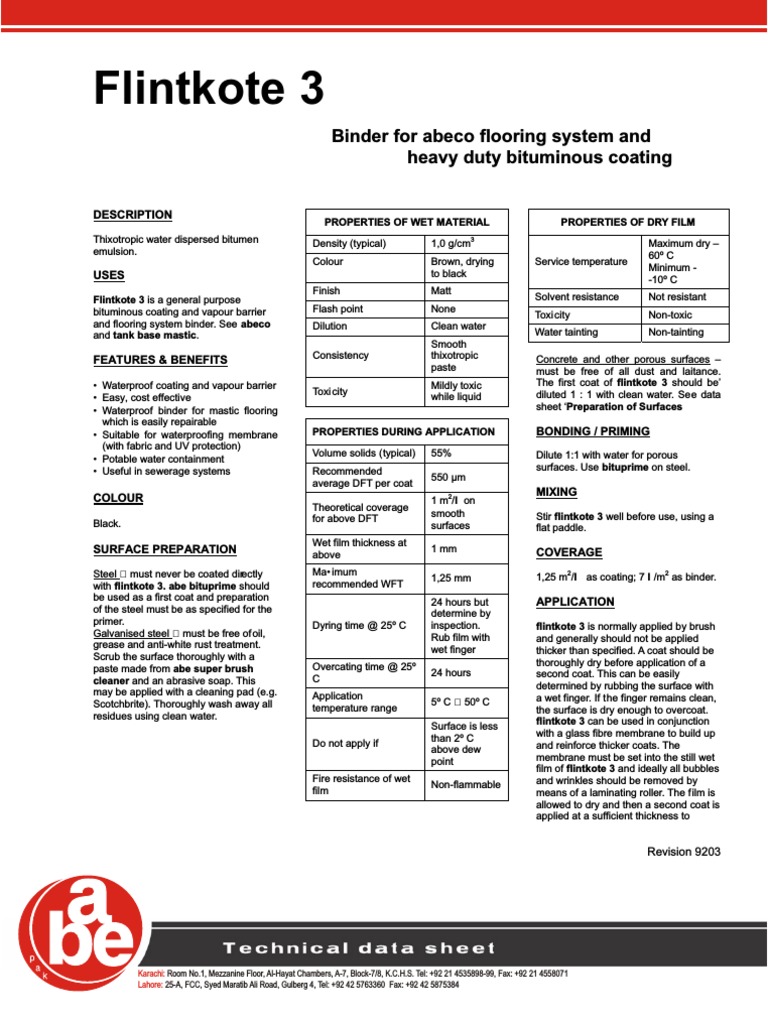 Flintkote 3 Binder for Flooring Systems | PDF | Asphalt | Flooring