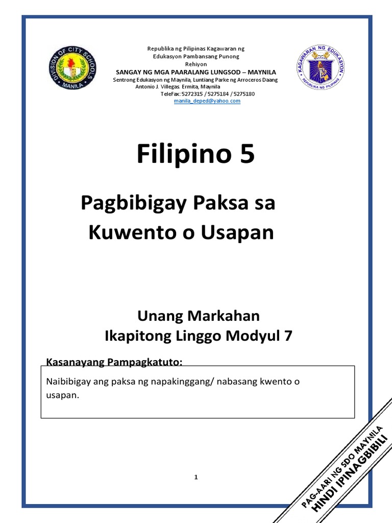 FILIPINO-5 Q1 Mod7 | PDF