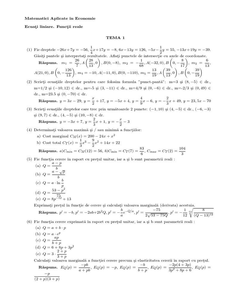 TEMA01-Ecuatii Liniare - Functii | PDF