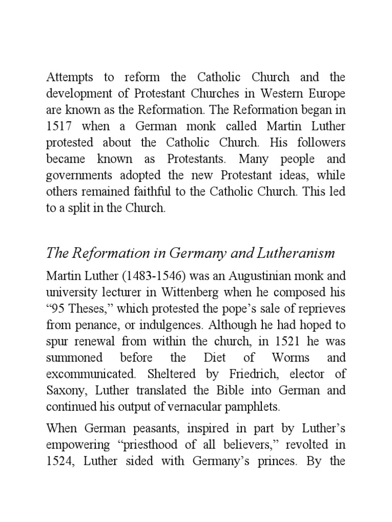 Reformation in Early Modern Europe | PDF | Protestantism | Counter ...