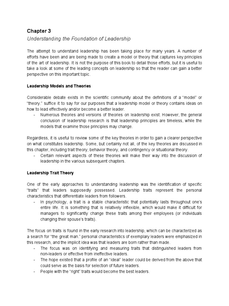 LECTURE 8 - Chapter 3. Understanding The Foundation of Leadership PDF ...