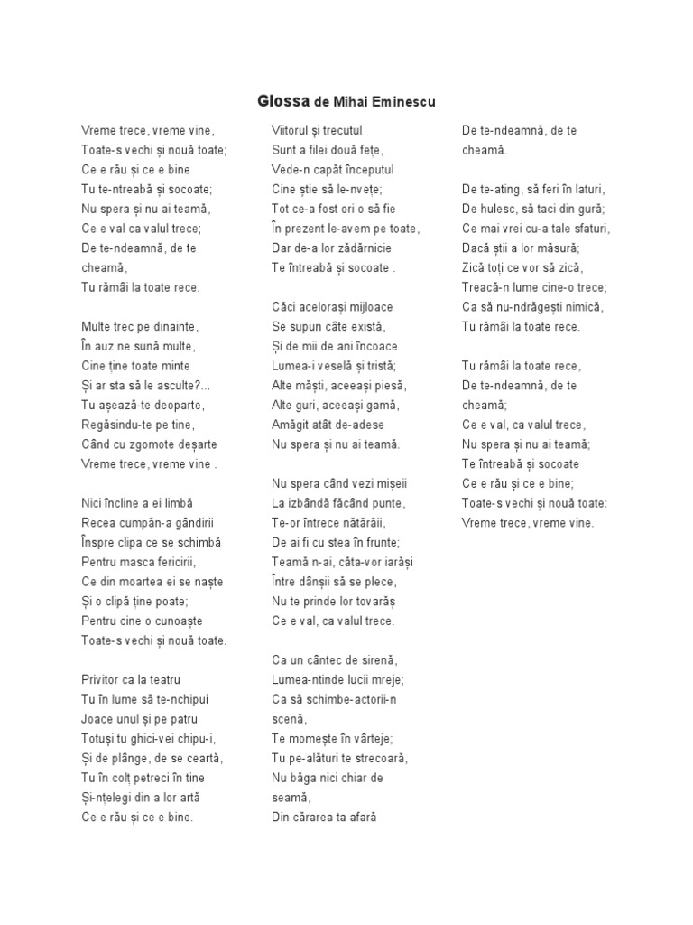 Glossa de Mihai Eminescu | PDF