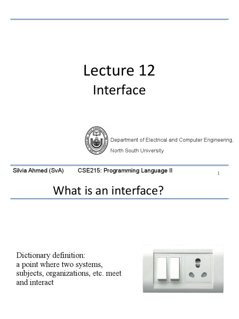 Interface: Cse215: Programming Language Ii Silvia Ahmed (Sva) | PDF | Class (Computer ...