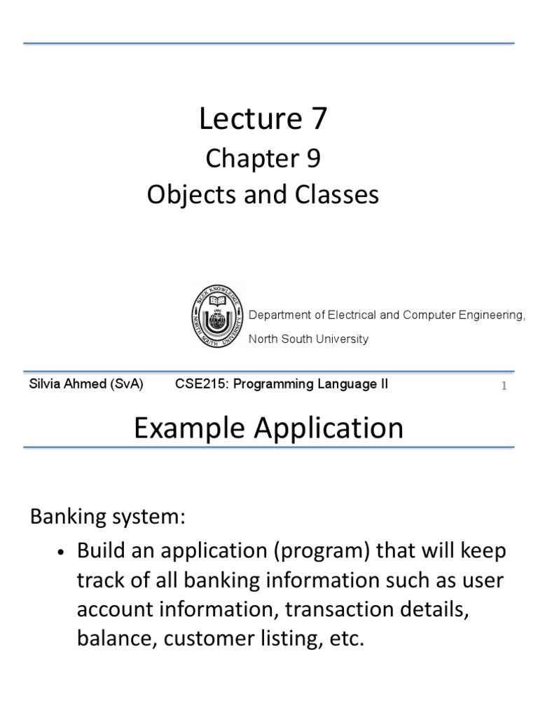 Objects and Classes: Cse215: Programming Language Ii Silvia Ahmed (Sva) | PDF | Constructor ...