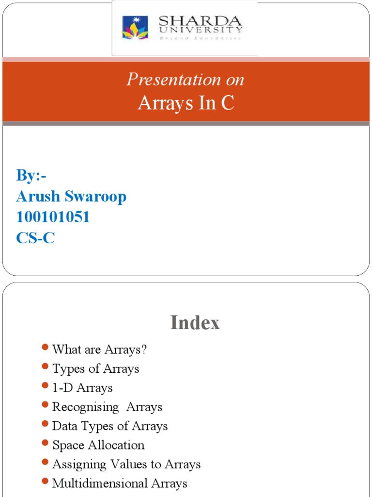 ArrayPresentation in C | PDF | Array Data Structure | Data Type