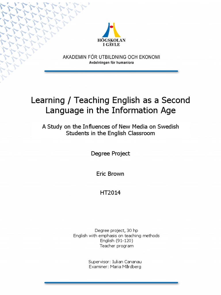 Learning - Teaching English As A Second Language in The Information Age ...