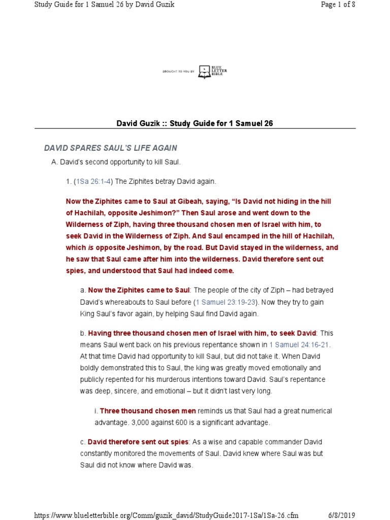 David Guzik:: Study Guide For 1 Samuel 26 David Guzik:: Study Guide For ...