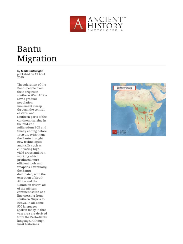 Bantu Migration - Ancient History Encyclopedia PDF | PDF | Africa ...