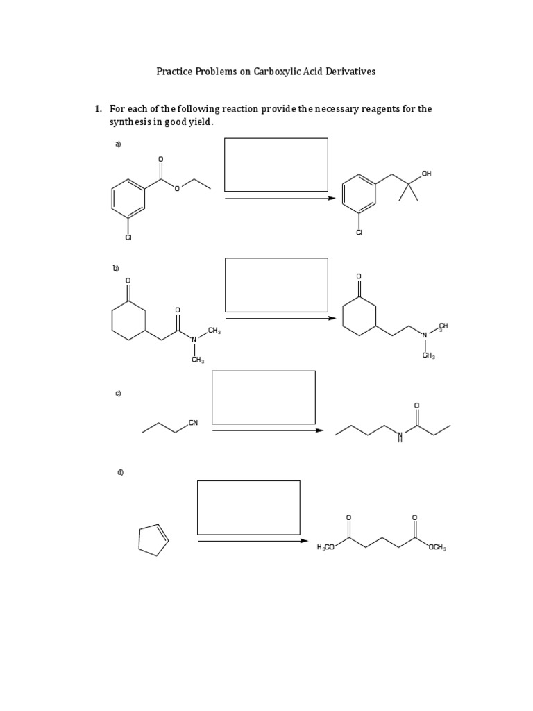 Practice Problems On Carboxylic Acid Derivatives | PDF | Acid | Change