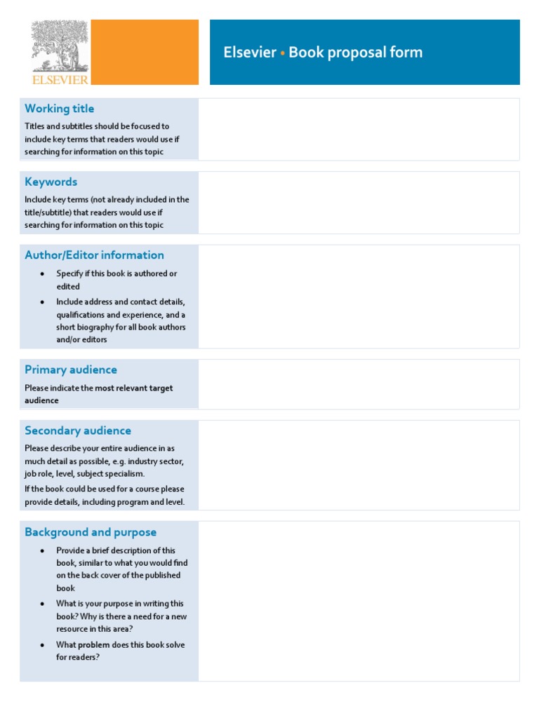 Elsevier Book Proposal Form: Working Title | PDF | Books | Publishing