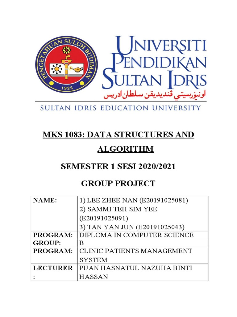Mks 1083: Data Structures and Algorithm SEMESTER 1 SESI 2020/2021 Group ...