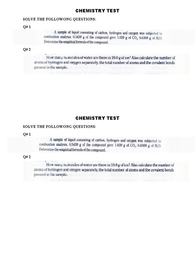 Chemistry Test | PDF