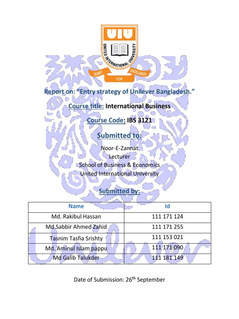 Unilever BD Report PDF | PDF | Unilever | Strategic Management