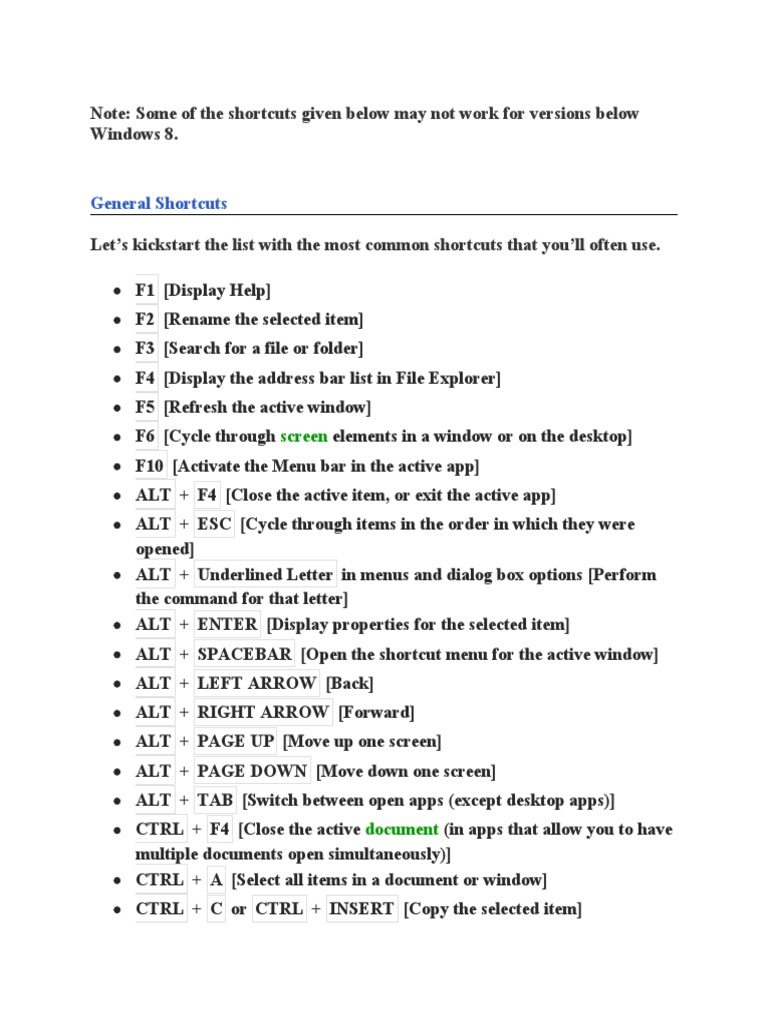 200 Keyboard Shortcut | PDF | Computer Keyboard | Human–Computer Interaction