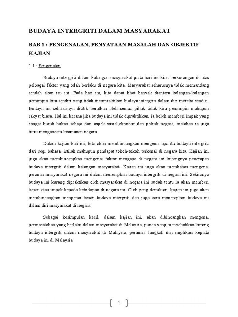 Budaya Integriti dalam Masyarakat Malaysia | PDF | Ilmu Sosial