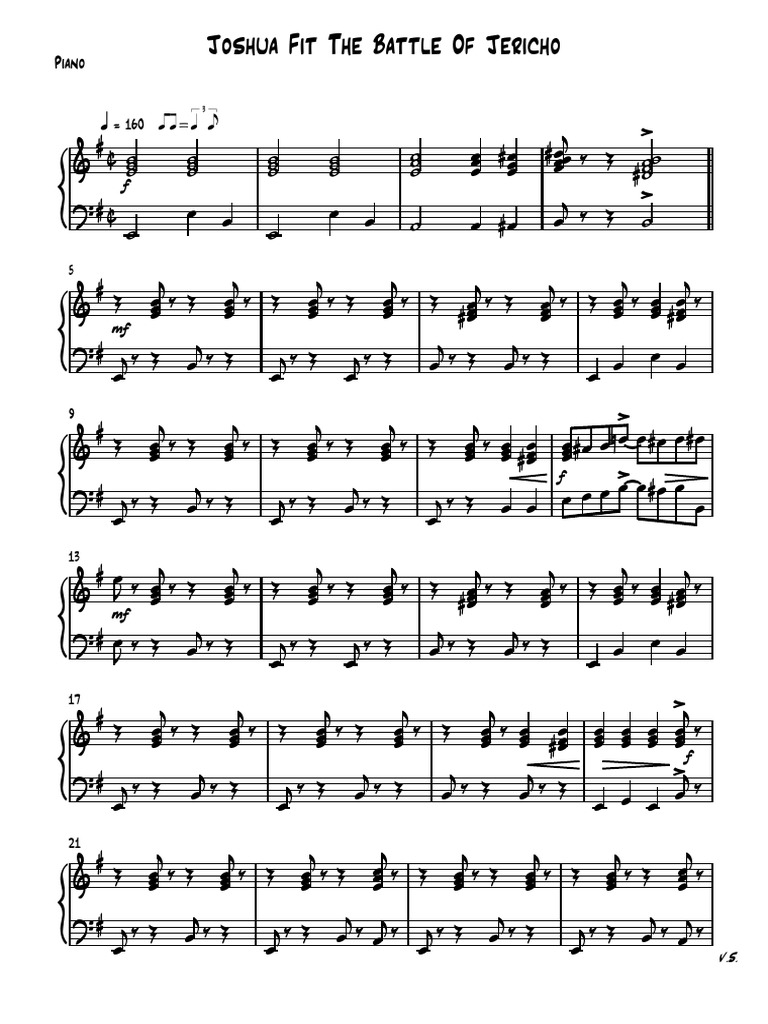 Joshua Fit The Battle of Jericho - Piano PDF | PDF