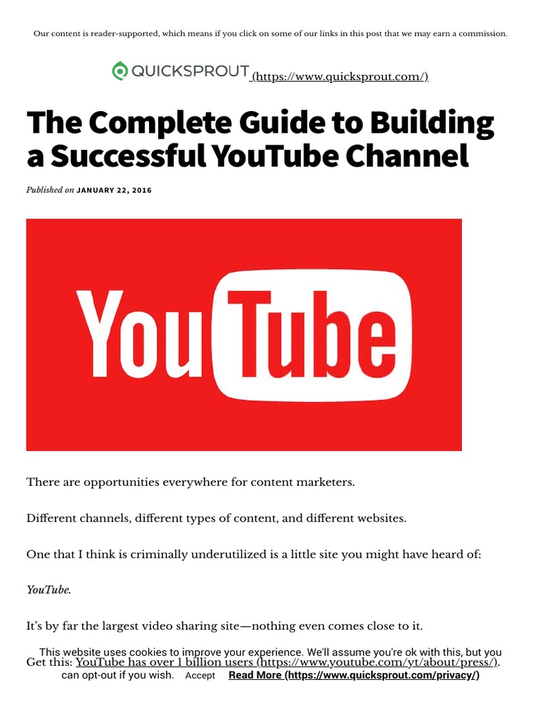 The Complete Guide To Building A Successful YouTube Channel | PDF ...