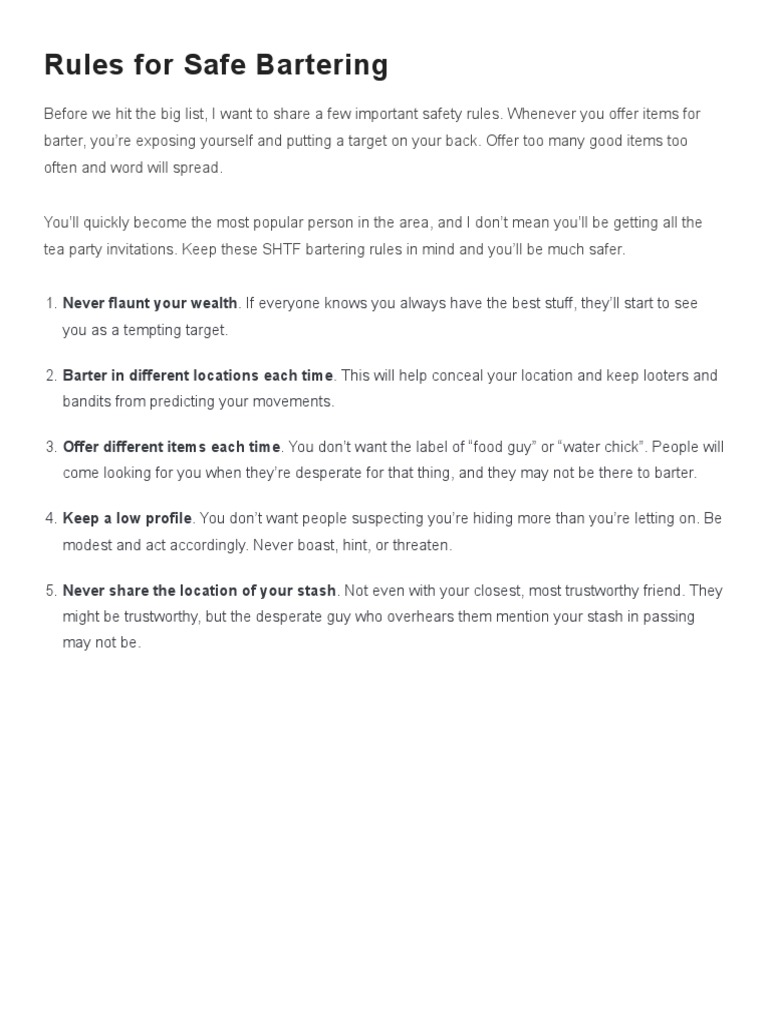 17 Best Bartering Items To Stockpile For When SHTF - Super Prepper ...