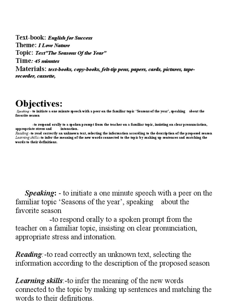 Objectives:: Time Materials | PDF | Color | Reading Comprehension