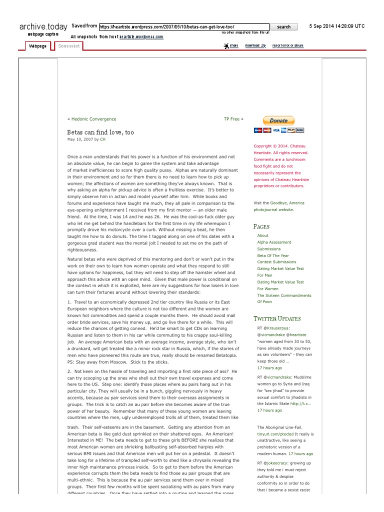 Betas Can Find Love, Too - Chateau Heartiste | PDF