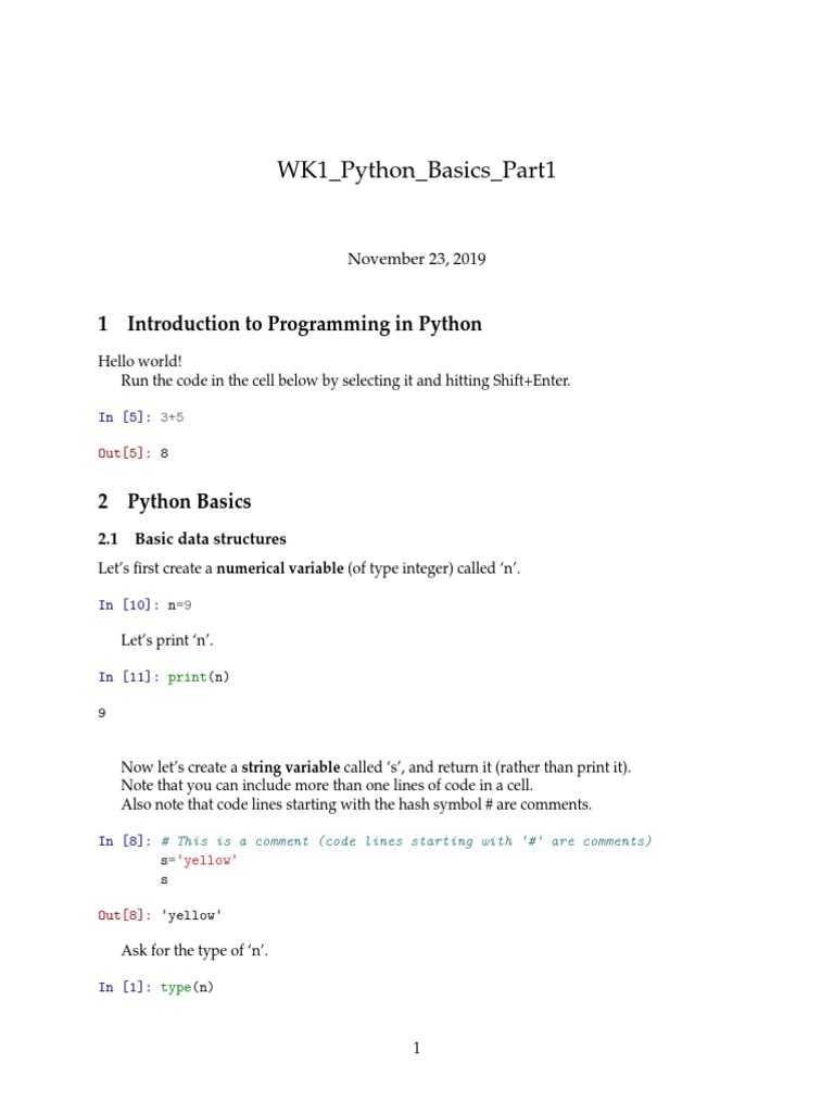 WK1 - Python - Basics - Part1: 1 Introduction To Programming in Python ... WK1 - Python - Basics - Part1: 1 Introduction To Programming in Python ...