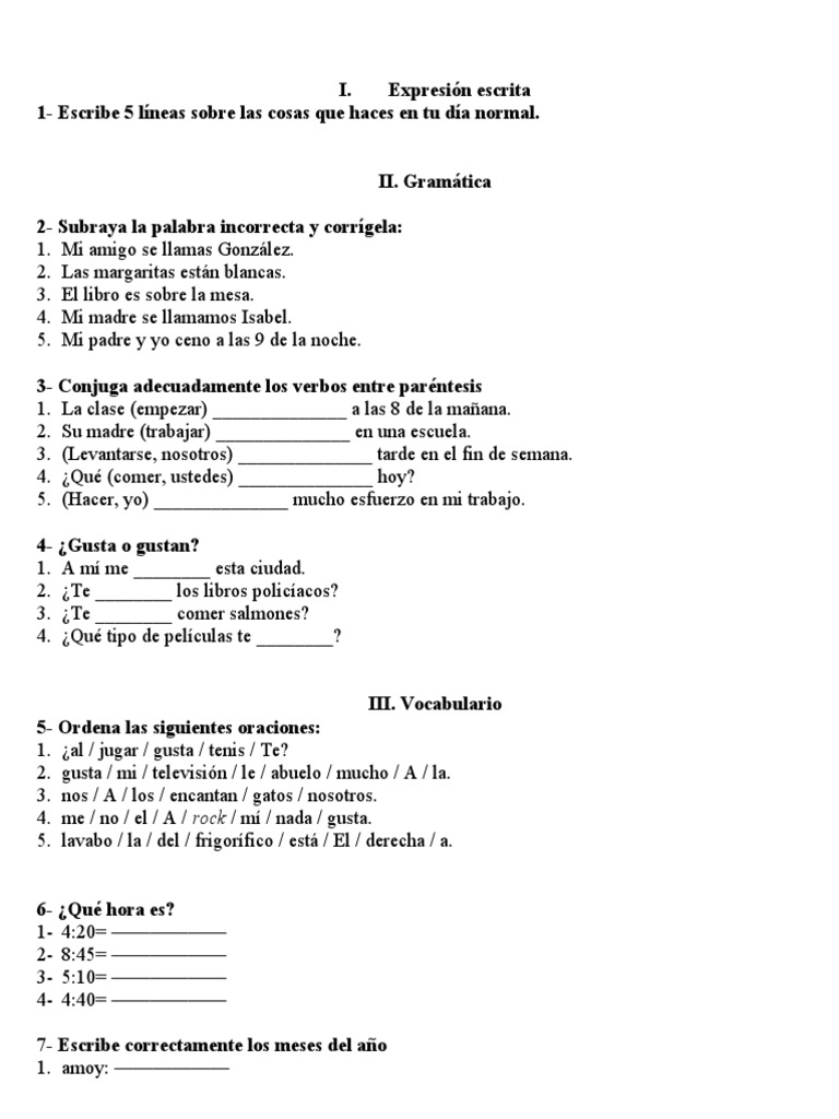 Quiz de Espanol | PDF