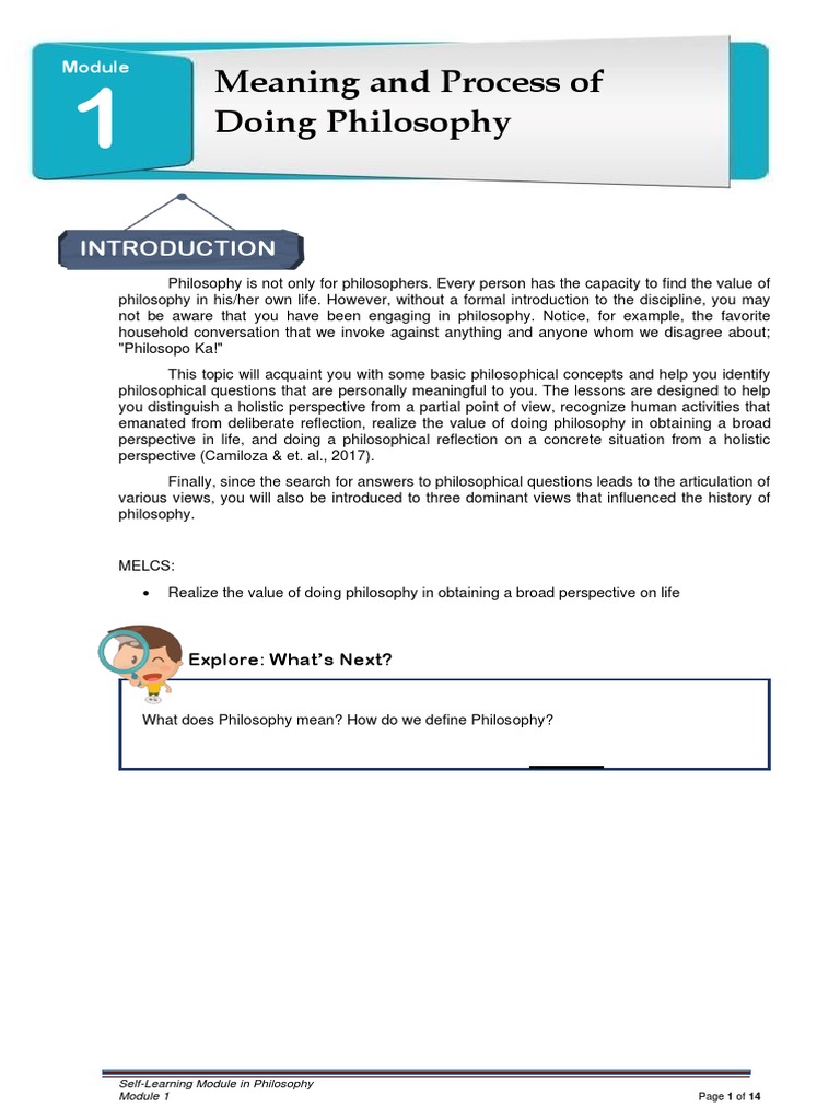 Meaning and Process of Doing Philosophy: Explore: What's Next? | PDF ...